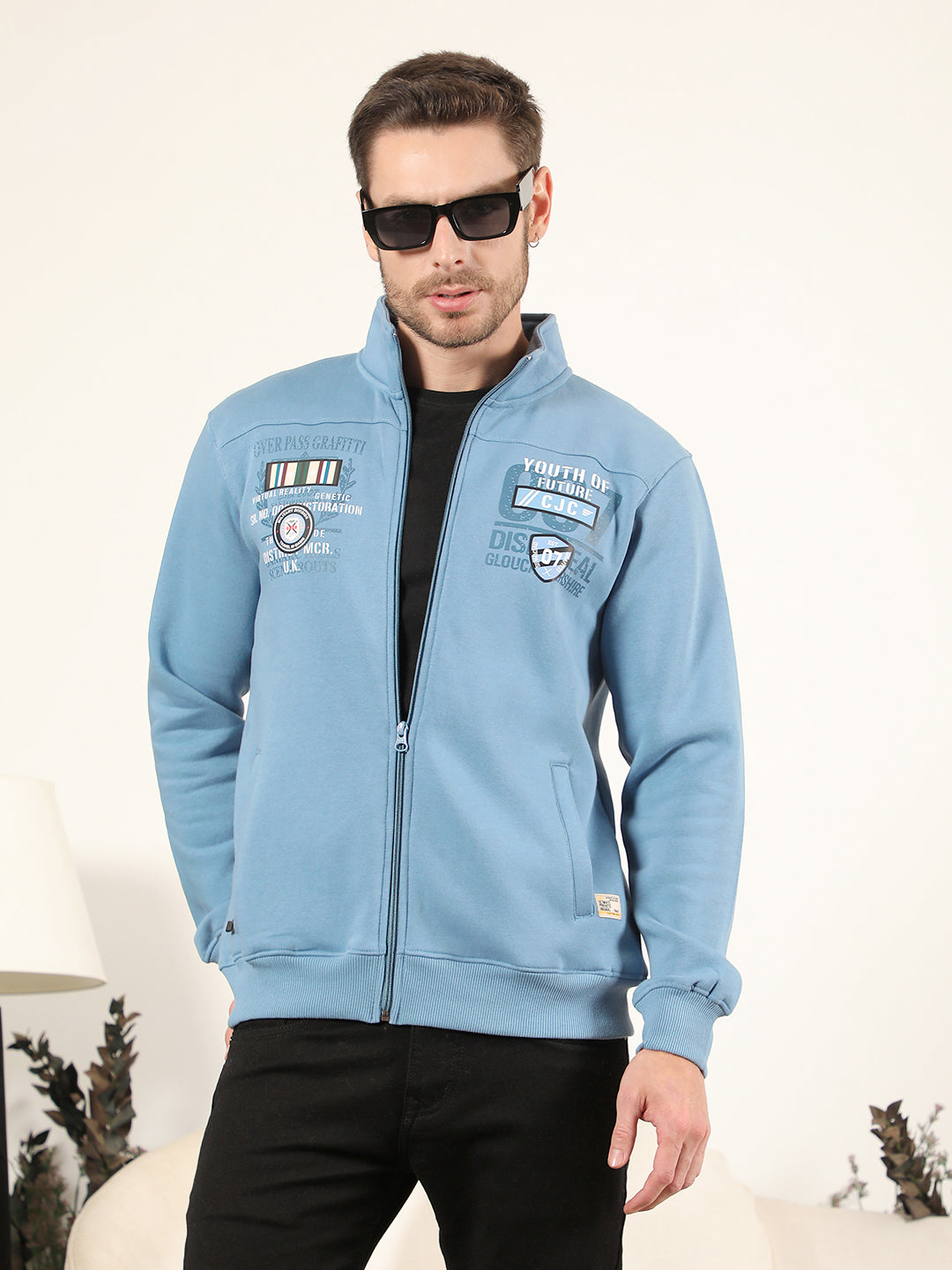 Cobb Air Force Blue Printed Zip-Up Sweatshirt | Stylish & Comfortable ...
